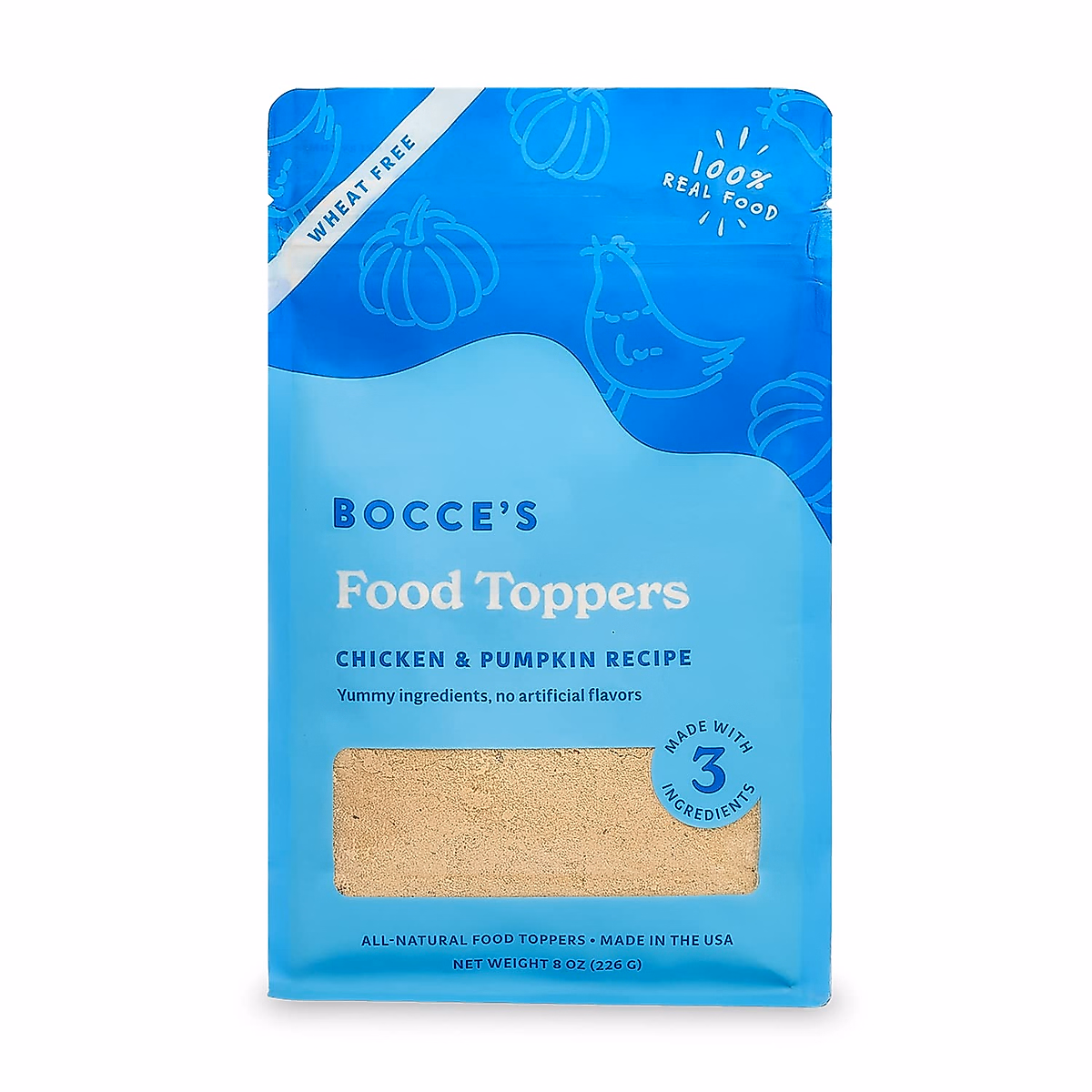 Bocce's Bakery Chicken & Pumpkin Dog Food Toppers, All-Natural Wheat-Free Dog Food Topper, Made with Real Ingredients, Baked in USA, 8 oz