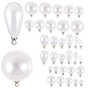 EXCEART Faux Pearl Charms Pendants 60Pcs DIY Elegant Imitation Peal Charms Beads for Earrings Bracelets Bangle Necklace Phone Case Hair Clip Craft Jewelry Making