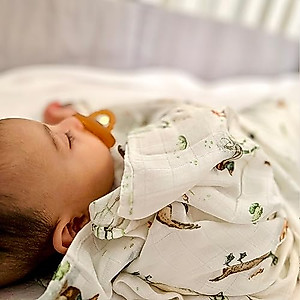 LifeTree Muslin Swaddle Blankets Unisex, Baby Swaddling Wrap Nursery Neutral Receiving Blanket for Boys & Girls, 70% Viscose from Bamboo & 30% Cotton, Large 47 x 47 inches Mallard Duck/Olive Green