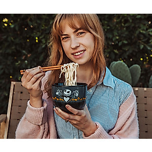 Toynk Disney Nightmare Before Christmas Scary Jack 20-Ounce Ramen Bowl With Chopsticks