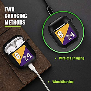 Jusy 8&24 Basketball Jersey Case for Airpod 1&2 Case with Keychain Clip Accessories, Silicone Skin Protective Cover for Airpods Charging Case MB Spirit Inheritance for Fans