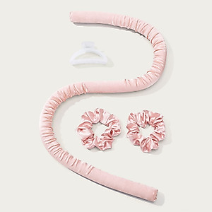 Dr. Pure Heatless Curler Curling Rod Headband for Long Hair to Sleep In Overnight for Women Soft Wave DIY Hair Rollers Styling Tool (Champagne PINK)