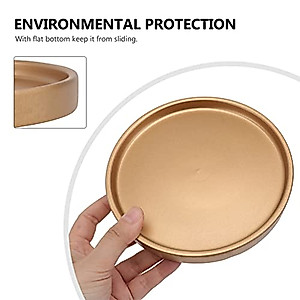 HANABASS Round Pallet Flowerpot Tray 2pcs Gardening Potted Plant Trays Cement Flowerpot Trays Flower Pot Mats Balcony Succulent Pot Trays for Home Kitchen Gold Flower Pot Saucer Bonsai Water Trays
