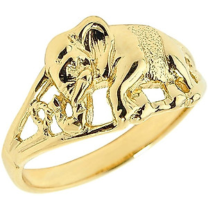 Animal Kingdom 10k Yellow Gold Indian Elephant Open Band Ring - Size 10