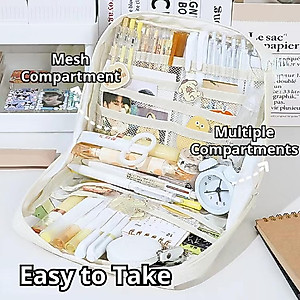 AuraGlor Pencil Case Clear Large Capacity 11 Compartments Big Pencil Pouch Pen Bag Box Holder Organizer Simple Storage Aesthetic Stationery Cosmetic for Adults Men Women Office Essentials (Grey)