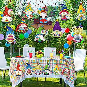 30 Pieces Happy Birthday Swirls Decorations Gnomes Birthday Hanging Swirl Gnomes Hanging Swirls Ceiling Birthday Hanging Swirls Streamers for Birthday Party Decorations Supplies Ornaments, 10 Patterns