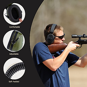UNINOVA Hearing Protection Earmuffs, Noise Reduction Safety Ear Muffs, NRR 26dB Ear Protection Headphones for Shooting Gun Range Lawn Mowing Construction Woodworking Adults Men Women,Armygreen