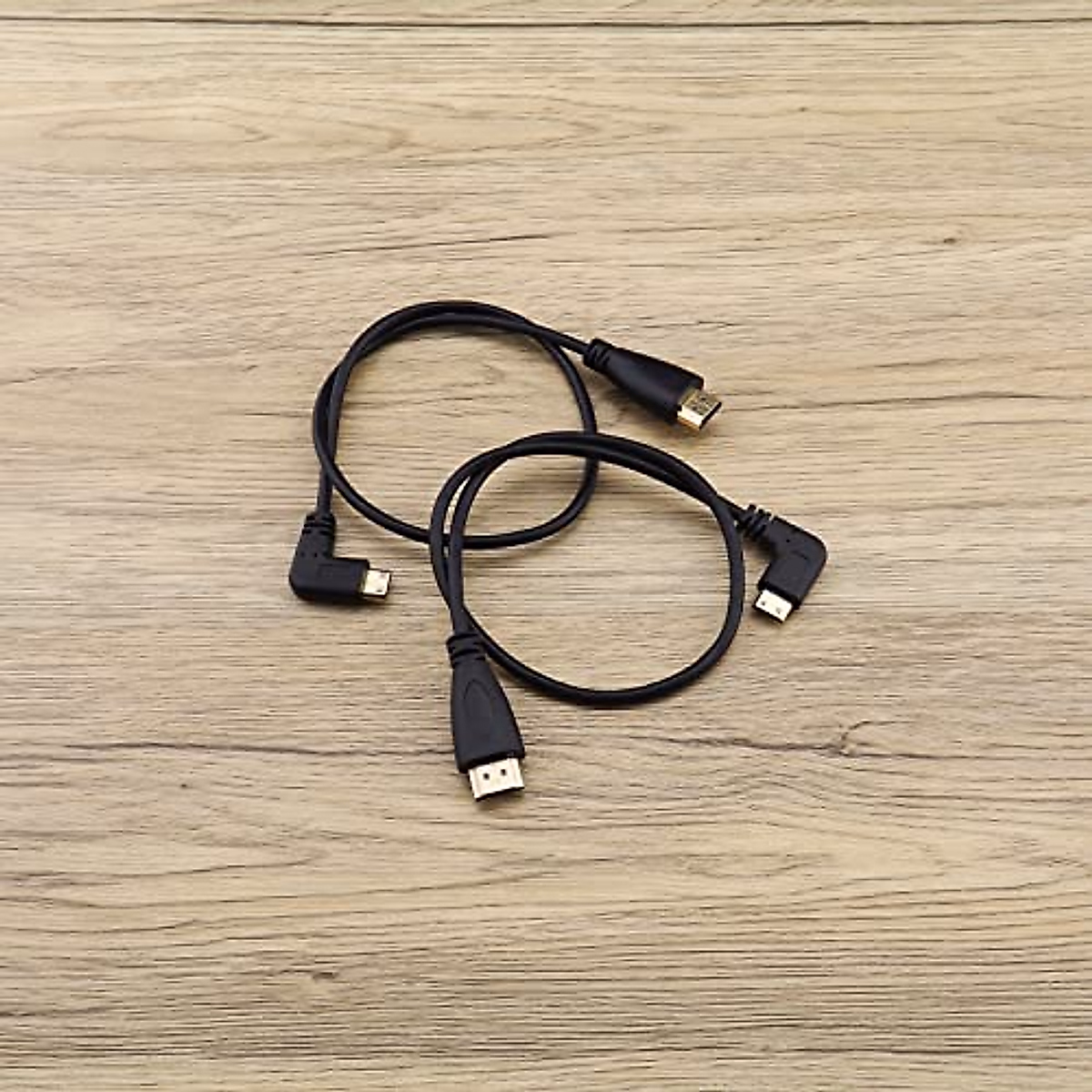 Micro Traders 2PCS Mini HDMI to HDMI Cable 50cm Mini HDMI Male 90 Degree Left and Right to HDMI Male Cable for Camera Video Card Laptop Tablet HDTV Monitor Projector