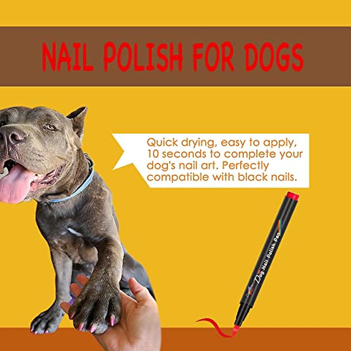 DEAPLLEONC Dog Nail Polish Pen - Quick Dry, Non-Toxic | Pink, Red, Purple, Blue | Dog Nail Polish Pen (7 Color)