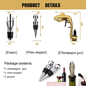 3rd Generation Flykoala Champagne Gun Shooter,Beer Spray Gun,Bottle Gun,Adjustable Wine Stopper,Bubble Wine Guns for Wedding,Festival Party,Club,Pub,Birthday,Christmas,Bar Atmosphere Props (Gold)