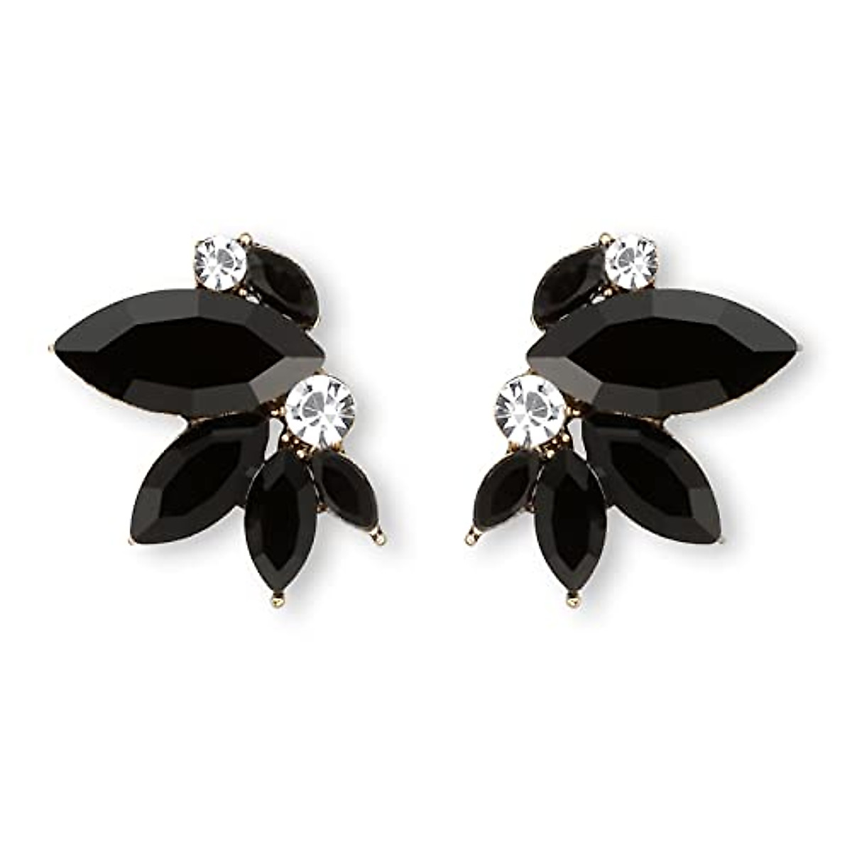 Black Crystal Stud Earrings Small Rhinestone Cluster Earrings Cute Sparkly Earrings for Women Girls Wedding Prom Party