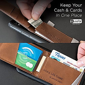 eLusefor Stick-On Phone Wallet & Card Holder for Back of iPhone or Android Case - Saddle Brown