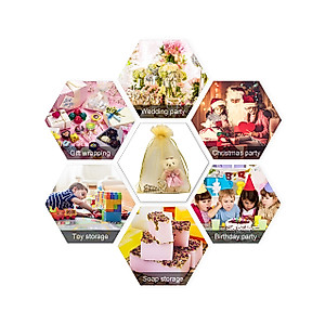 Jexila 100pcs Gold Organza Bags 6X9 Inch with Drawstring Pouch Jewelry Mesh Gift Bags for Wedding Party Favor Bags