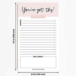 Bliss Collections To Do List Notepad, You've Got This, Magnetic Weekly and Daily Planner for Organizing and Tracking Grocery Lists, Appointments, Reminders, Priorities and Notes, 5"x7" (50 Sheets)