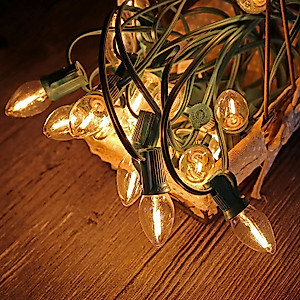 FUTIME 25Pack LED Night Light Bulbs, C7 Shatterproof Replacement Led Bulb for String Light, E12 Base Salt Lamp Bulbs, 0.6W Equivalent to 7W, Warm White 2200K, 50LM