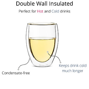 BTaT- WineGlass, 4 Pack, 12 oz (350 ml), Double Wall Insulated, Double Wall Glass Cup, Stemless Wine Glass, Glasses for Wine, Wine Glasses Stemless, Stemless Wine Glass Set, Short Wine Glasses