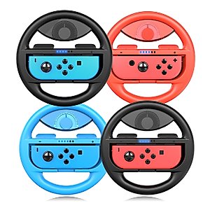 momen Switch Steering Wheel for Switch Controllers, Switch Racing Wheel Handle Kit for Joy-Con Controllers 4 Pack Perfect for Switch Rracing Game (Black, Blue, Red)