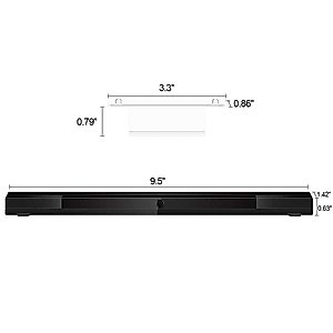 Replacement Wii Wire-less Sensor Bar, Motion Sensor Signal Receiver for Nintendo Wii and Wii U Console with Stable Stand and 4 AAA Batteries(Black)