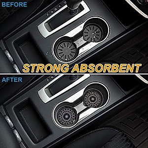 Absorbent Car Coasters for Cup Holders Black and White Indian Mandala, Small 2.56inch Ceramic Stone Drink Coaster for Women Men, Hippie Boho Tribal Art Set of 2 Pack