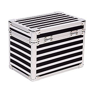 Vaultz Medicine Lock Box w/Combination Lock - 5 x 7 x 5 Cabinet Safe, Black & White Stripes