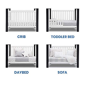 Delta Children Miles 4-in-1 Convertible Crib, Greenguard Gold Certified, Bianca White/Textured Midnight Grey