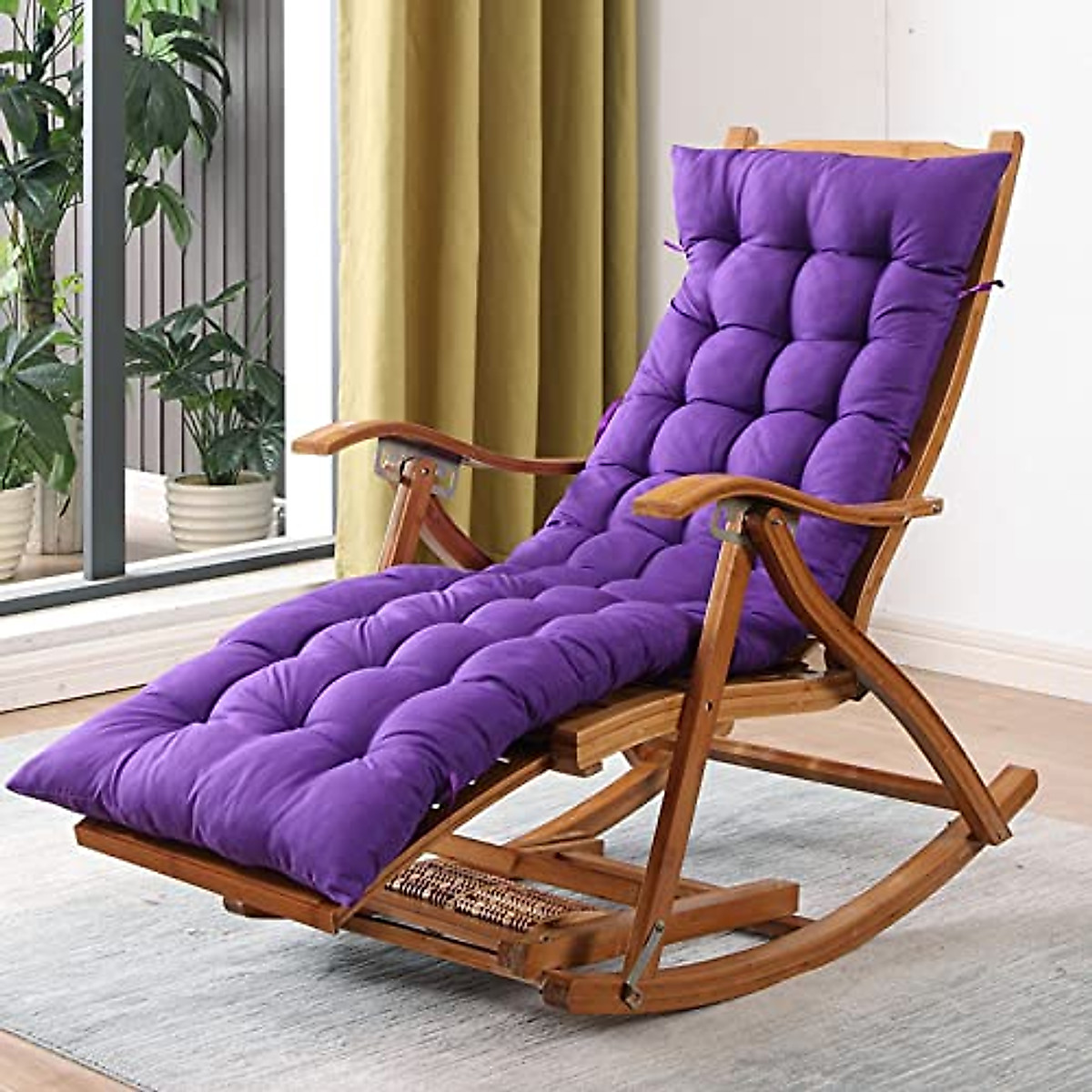 Lounge Chair, Balcony Home Lounge Chair, Rocking Chairs for Adults Wooden Bamboo Stable Comfort Garden Deck Chairs Load-Bearing 200kg (Color : Wooden Chair)