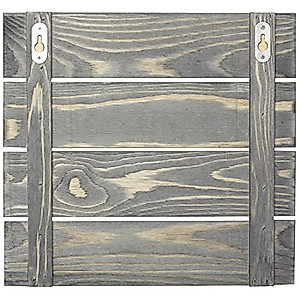 MyGift Wall Mounted Accessory Organizer, Weathered Gray Solid Wood Sunglasses Holder with Brass Metal Hanger Bar and 3 Dual Key Hooks