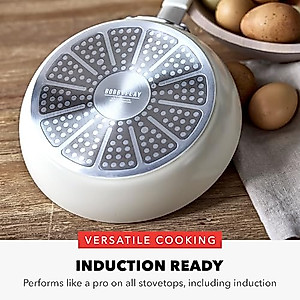 GreenPan x Bobby Flay 8” Frying Pan Skillet, Professional Grade Aluminum, PFAS & PFOA-Free Ceramic Nonstick, Induction Suitable, Stainless Steel Silicone Grip Handle, Dishwasher & Oven Safe, Cream