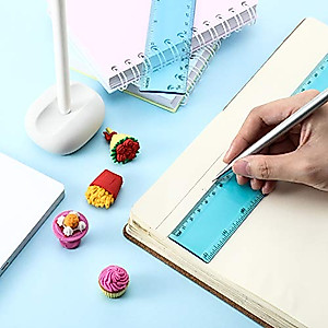 2 Pack Plastic Ruler Straight Ruler Plastic Measuring Tool for Student School Office (Blue, 12 Inch)