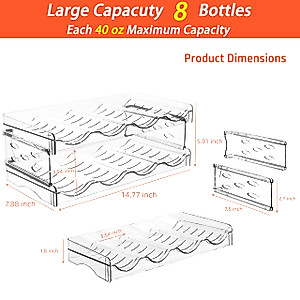IEEK 2 Pack Stackable Wine and Water Bottle Holder Free-Standing Fridge Wine Bottle Organizers Clear Plastic Water Bottle Holder for Cabinet,Refrigerator,Pantry,Kitchen Countertops,Holds 8 Bottles
