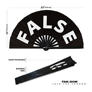 False hand fan foldable bamboo circuit hand fan funny gag slang words expressions statement gifts Festival accessories Rave handheld Circuit event fan Clack fans (Black)