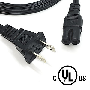 Wise Home Products UL 5ft TV Power Cord for AC 2 Prong Wall Plug (NEMA 1-15P to IEC C7) LCD LED 2-Slot Electronics Cable PS4 PS5 Speaker Monitor Xbox Wall Power Cable Replacement Black