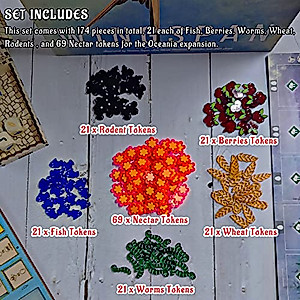 CZYY Wingspan Food Resource Tokens Included Nectar Set of 174 Acrylic Laser Cut Upgraded for Wingspan Board Game