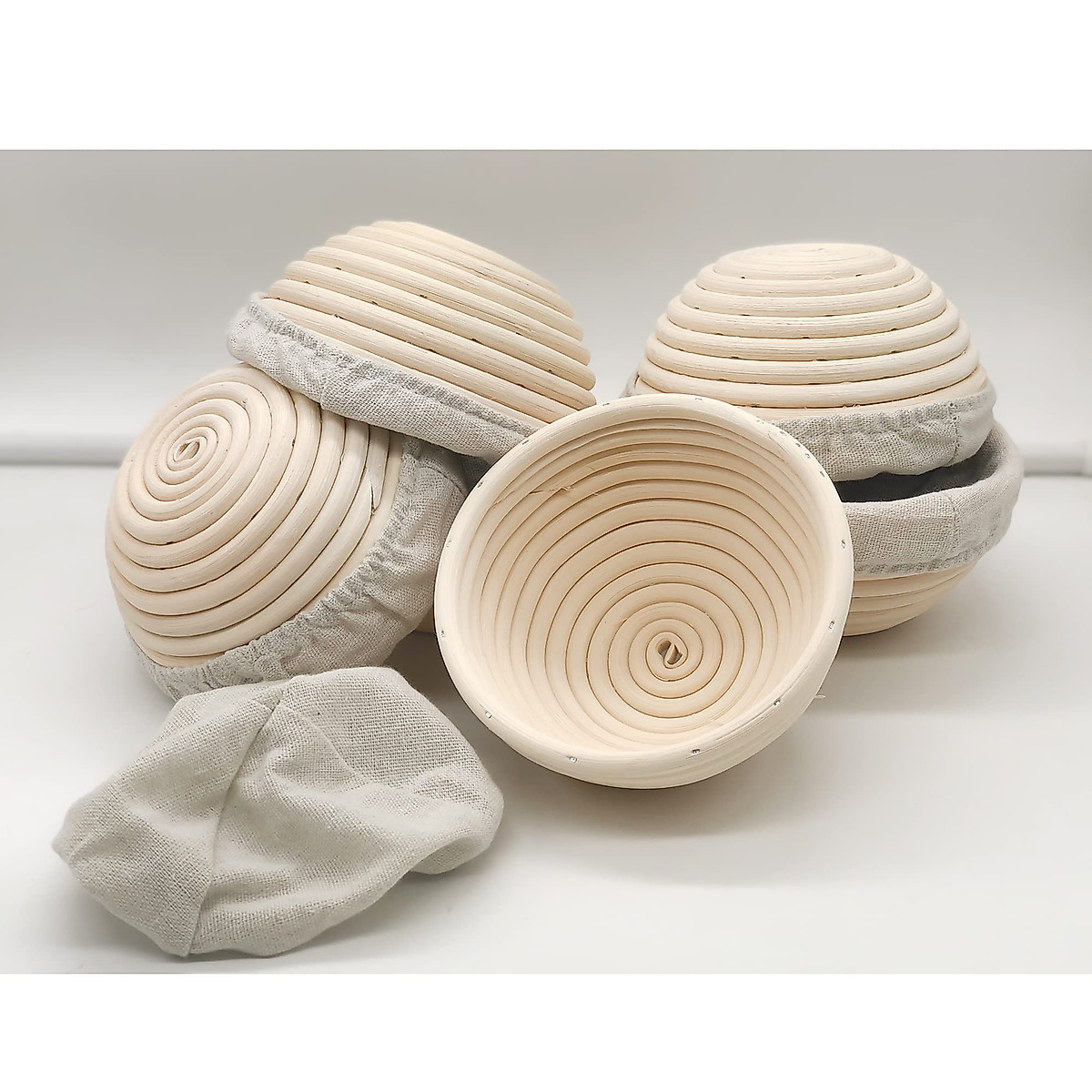 6 PCS Natural Rattan Brotform Banneton Proofing Basket Round Bread Basket for Baking Dough (5 Inch)