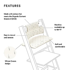 Tripp Trapp Classic Cushion, Wheat Cream - Pair with Tripp Trapp Chair & High Chair for Support and Comfort - Machine Washable - Fits All Tripp Trapp Chairs
