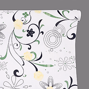 Yifely Yellow Blooms Furniture Paper Decorative Shelf Drawer Liner Self-Adhesive Storage Locker Decor 17.7 Inch by 9.8 Feet