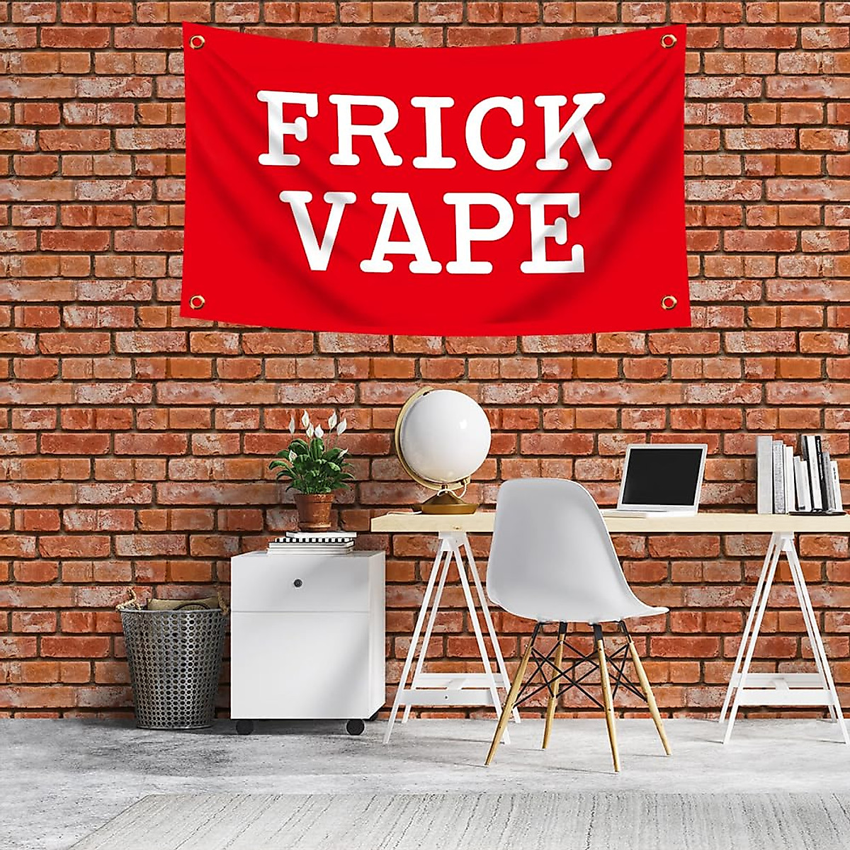 Eksent Banner Red Frick Vape Banner Flag 3x5ft/HD printing/Vibrat Color/150D Polysterfor College Room Dorm With4 Brass Grommets