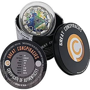 2021 DE Great Conspiracies PowerCoin New World Order 2 Oz Silver Coin 10$ Palau 2021 Proof