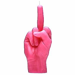 CandleHand Hand Gesture Candle Middle Finger - Big Real Hand Size 8.7 x 3.5 x 3 inches - Unusual Birthday, Office, Housewarming Gift (Pink)