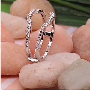 Dazzlingrock Collection 0.33 Carat (ctw) Round White Diamond Wedding Enhancer Guard Ring for Women in 10K White Gold Size 7