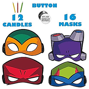 Ninja Turtle Birthday Party Supplies, Teenage Mutant Ninja Turtle Party Supplies for TMNT Party, Serves 16 Guests, For Boys and Girls, With Table Cover, Banner Decoration, Plates and More