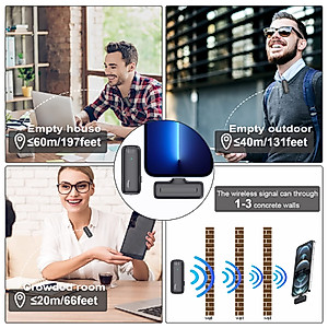 Hayner-Seek Pocket J11 Wireless Lavalier Microphone, Plug & Play, Noise Reduction, ECHO, MUTE, 60m Transmission, 2.4GHz Auto-Sync Mic for iPhone, YouTube Live Stream, Video Recording, Vloggers