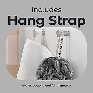 MainBasics Charcoal Infused Bath Shower Loofah Sponge Pouf Body Wash Scrubber (Set of 3)