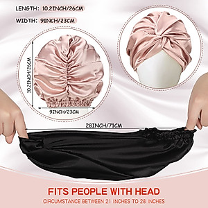 3 Pieces Silk Hair Wrap for Sleeping Women Bonnet Silk Sleeping Bonnet Elastic Hair Care Sleep Cap for Natural Curly Hair (Champagne, Black, Rose Gold)