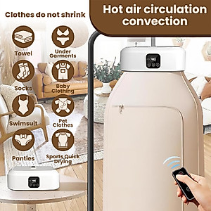 Portable Clothes Dryer, Small Compact Foldable Electric Drying Machine with Dry Bag for Travel, Mini Laundry Dryer with Remote Control, for RV, Home, and Apartment-Fast Drying Anywhere!