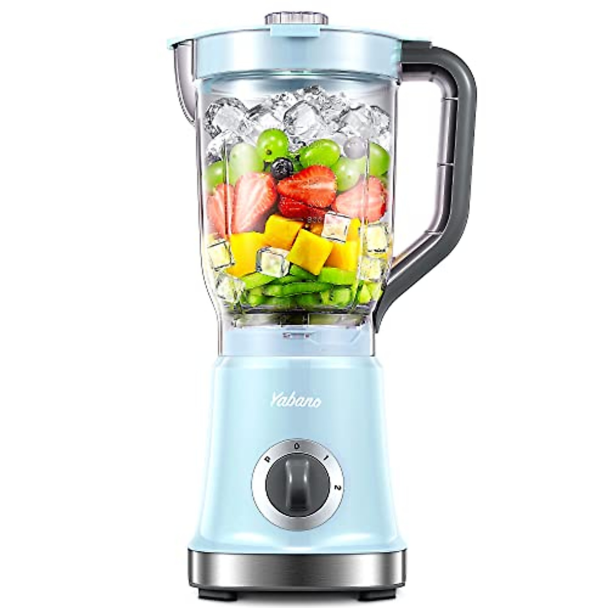 Yabano 60 oz Blue Food Blender with Removable Blade, High-Speed Performance, Crushes Ice and Frozen Fruits, Easy to Clean, Versatile Juicing Capabilities, Stylish and Durable