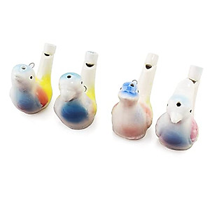 4PCS Ceramic Toys Ceramic Bird Whistle Ceramic Bird Water Whistle Birthday Party Gift Multicolor Ribbon Hanging Rope Can Make A Loud Sound