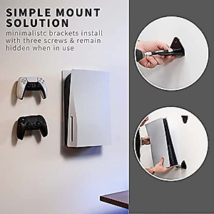 VIVO 2-in-1 Wall and Under Desk Mount Bracket Designed for PS5 Gaming Console, Playstation 5 Standard and Digital Edition, Vertical Wall Display, 2 Controller Mounts, Black, MOUNT-PS5C