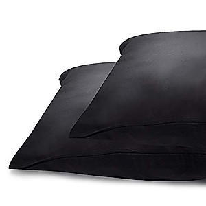 Zenssia Silky Satin Pillow Cases Set of 2, Soft Satin Pillowcases for Hair and Skin, Satin Pillow Covers with Zipper Closure, Queen Size 20x30 Inches, Black