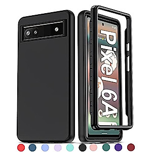 LeYi for Google Pixel 6A Case: Pixel 6A Phone Case for Men Women, Full-Body Shockproof Soft Silicone Protective Phone Case for Pixel 6A, Black